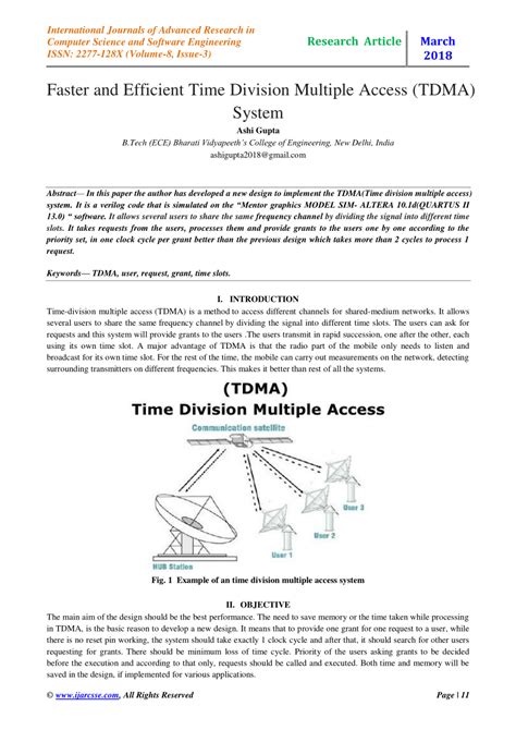 Pdf Faster And Efficient Time Division Multiple Access Tdma System
