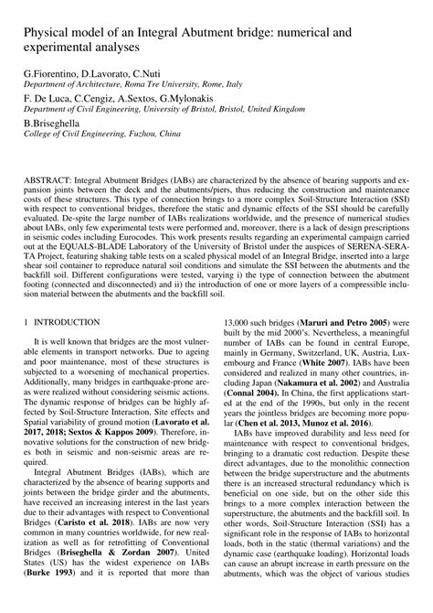 Pdf Physical Model Of An Integral Abutment Bridge Numerical And