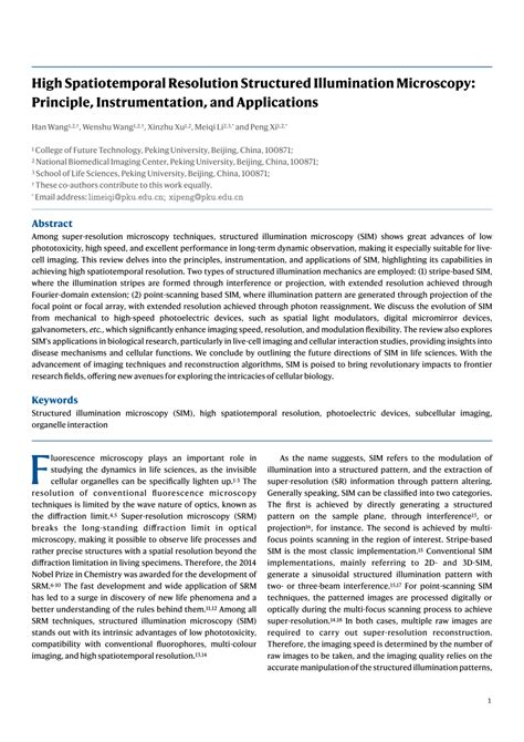 Pdf High Spatiotemporal Resolution Structured Illumination Microscopy Principle