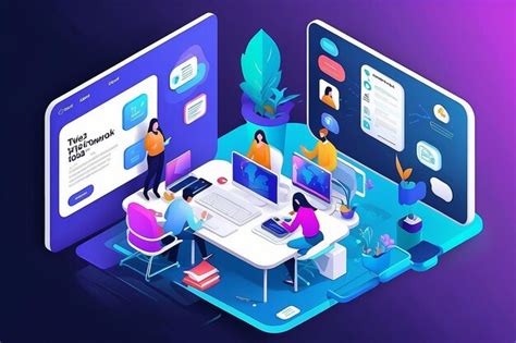 Premium Photo Workspace Isometric Vector Illustration