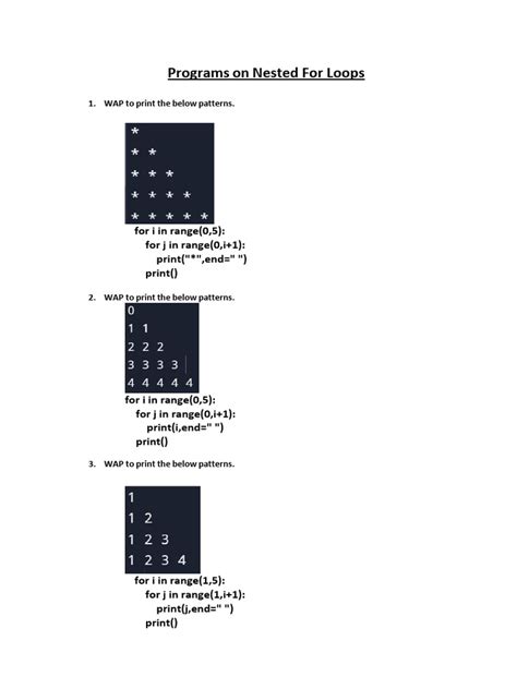 Cs Class 11 Worksheet Nested For Loop Pdf Teaching Methods And Materials Computers