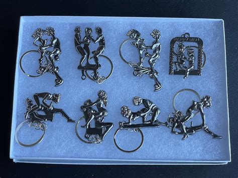 Risque Man Woman Moveable Sex Position Keychain Key Ring Pcs Set Etsy