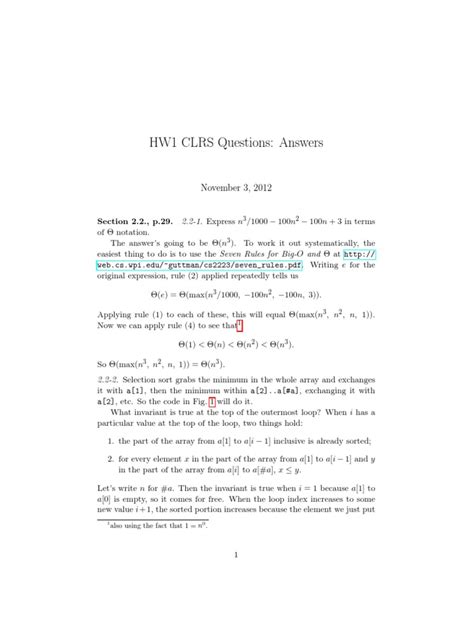 hw1 clrs pdf algorithms mathematical analysis