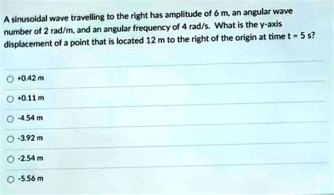 Solved A Sinusoidal Wave Traveling To The Right Has An Amplitude Of 6