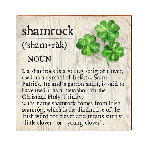 Shamrock Definition Wooden Sign Wall Art Print On Real Wood St Patrick