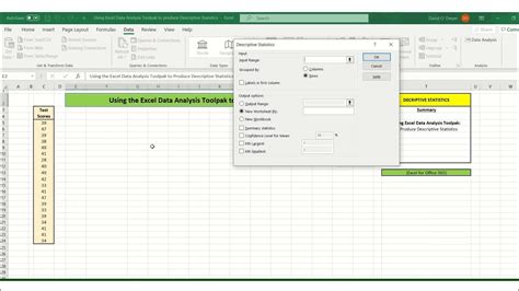 Using Excel Data Analysis Toolpak To Produce Descriptive Statistics