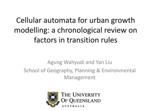 Cellular Automata For Urban Growth Modeling A Chronological Review On