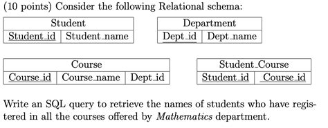 Solved 10 Points Consider The Following Relational Schema Chegg Com