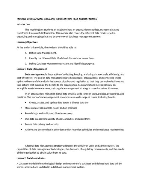 Module 2 Pdf Databases Object Computer Science