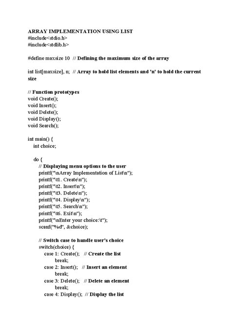 Array Implementation Learn Array Implementation Using List Include