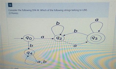 Solved 16 Consider The Following Dfa M Which Of The