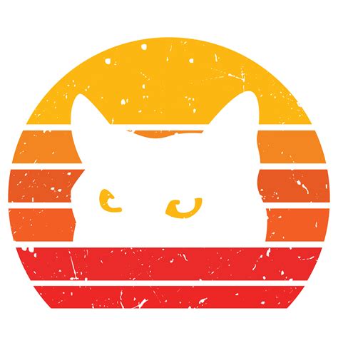 Vintage Sunset Cute Cat Design Template 19923285 Png
