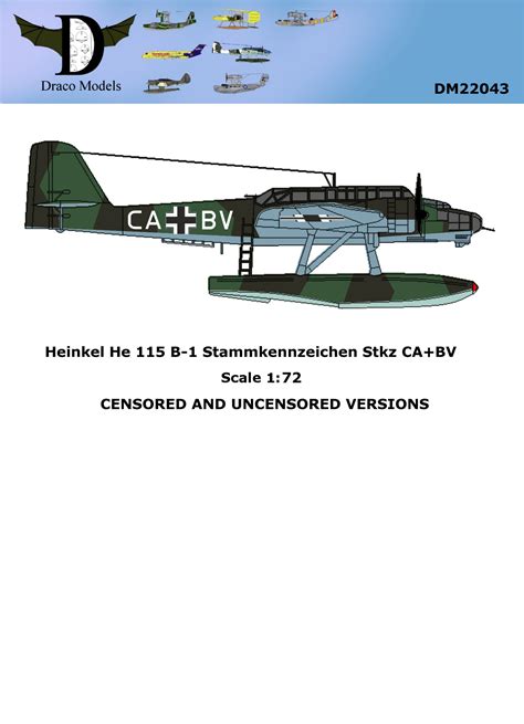 1 72 Heinkel He 115 Ca Bv Paper Model Ecardmodels