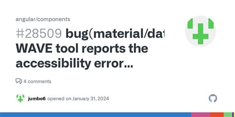 Bugmaterialdatepicker Wave Tool Reports The Accessibility Error Wcag A As Empty Table