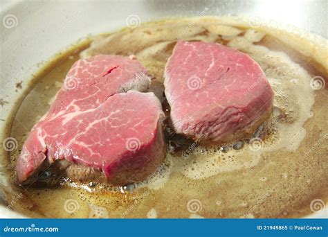Cooking Filet Mignon In Frying Pan Stock Image Image Of Filet Fillet 21949865