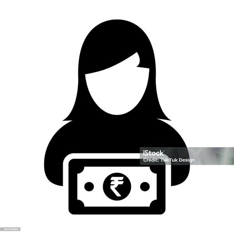 인도 루피 통화 기호 아이콘 벡터 여성 사용자 사람 프로필 아바타 플랫 컬러 문양 그림에서 금융 비즈니스에 대 한 서명 감독에 대한 스톡 벡터 아트 및 기타 이미지 Istock