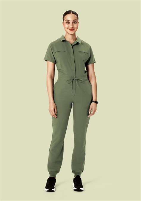 Womens Mandarin Dolman Jogger Scrub Jumpsuit Sage Mandala Scrubs