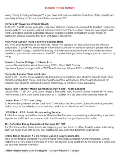 30 lesson note templates pdf