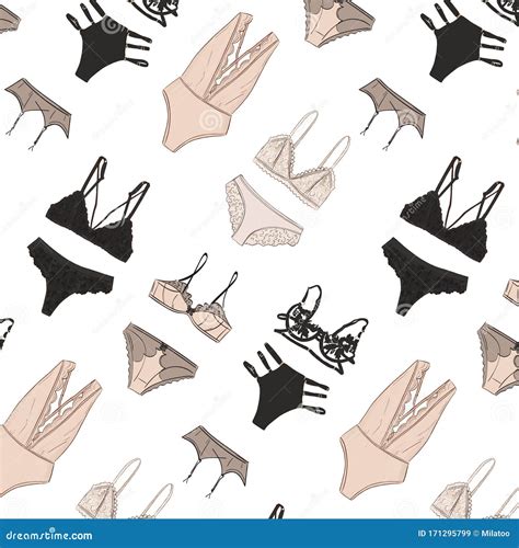 Women`s Lingerie Pattern Underwear Set Illustration In Vector Undergarment Boutique Advert