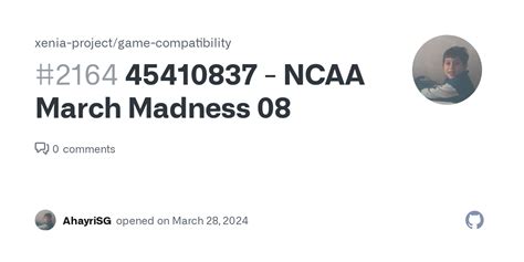 NCAA March Madness Issue Xenia Project Game Compatibility GitHub