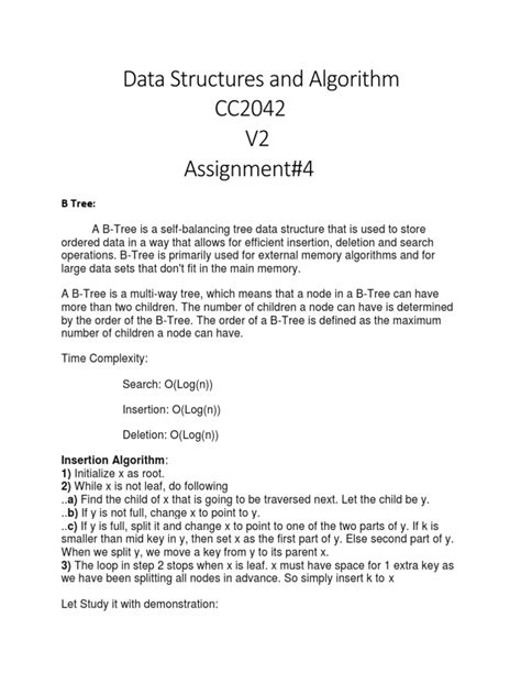 B Tree Assignment Pdf