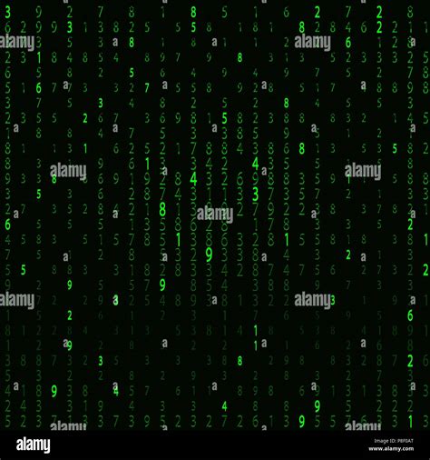 Background In A Matrix Style Falling Random Numbers Green Is Dominant Color Vector
