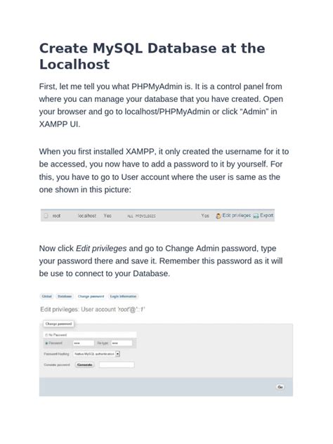 Create Mysql Database At The Localhost Pdf Php Databases