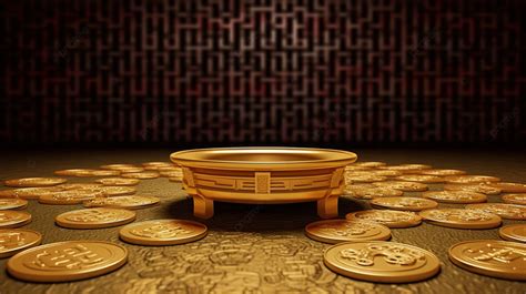 제품 배치에 완벽한 위안바오 중국 금과 동전 배경을 위한 3d 그림 빈 디스플레이 장면 중국 새해 장식 중국 새해 배경 중국 동전 배경 일러스트 및 사진 무료 다운로드