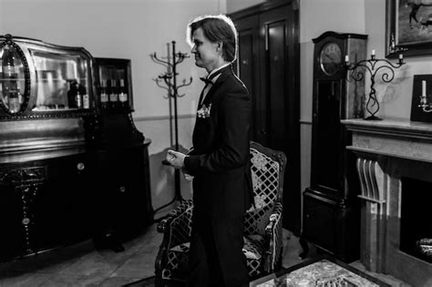 Premium Photo Handsome Groom Waiting For Bride In Luxury Hotel Room Morning Befor Wedding