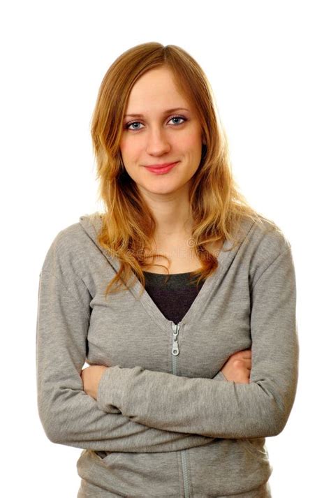 Attractive Smiling Woman With Crossed Arms Stock Image Image Of