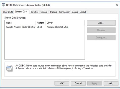 Create A System DSN BI Connector