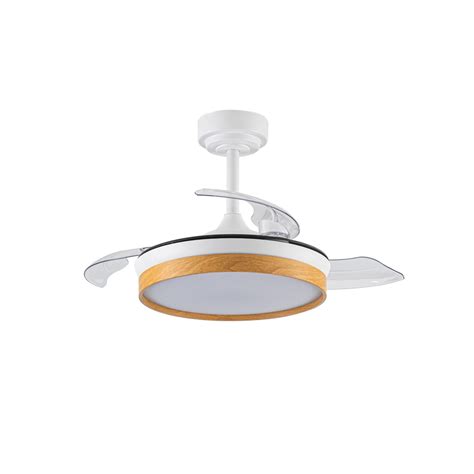 Panam Mini Led Ceiling Fan Retractable Blades 46w 5520lm Cct Dim Beech