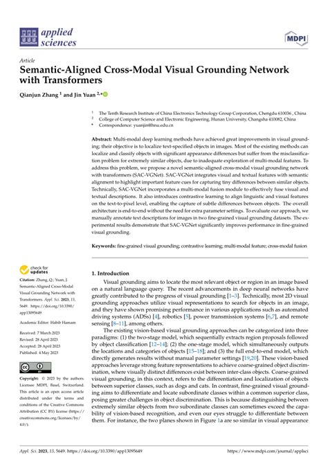 Pdf Semantic Aligned Cross Modal Visual Grounding Network With Transformers