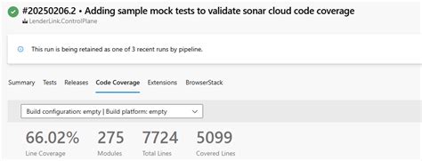We Have Coverage In Our Azure Pipeline But In Sonar Cloud We Are
