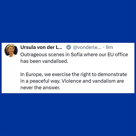Ужасяващи сцени в София където сградата на ЕС беше вандализирана В Европа упражняваме правото