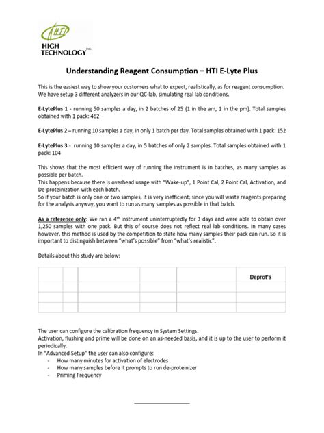 E Lyte Plus Reagent Consumption Pdf