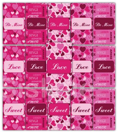 Pink Mini Chocolate Bar Wrappers Printable Valentines Day Party
