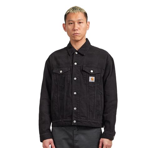 Carhartt Wip Everson Trucker Jacket Bradford Denim 13 5 Oz Everson Print Black
