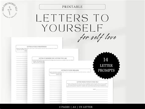 Letters To Yourself Guided Self Love Worksheet A4 Us Letter