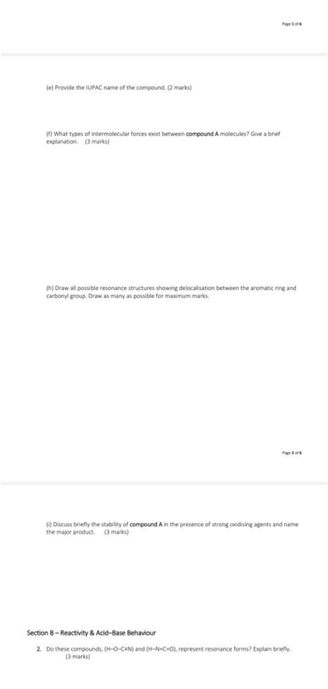 E Provide The Iupac Name Of The Compound F What Types Of Intermolecul