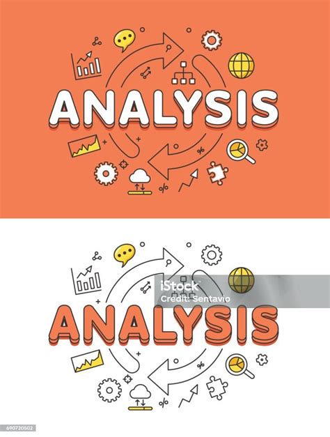 동그라미 화살표와 아이콘 웹사이트 영웅 이미지 벡터 일러스트 레이 션을 통해 선형 평면 분석 단어 설정합니다 데이터베이스 통계