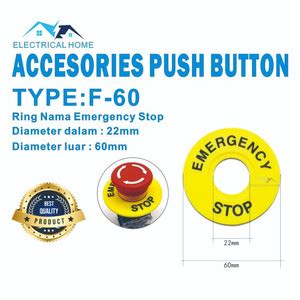 Jual Label Plat Tanda Nama Push Button Emergency 22mm60mm Kota