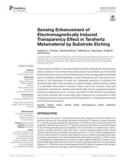Pdf Sensing Enhancement Of Electromagnetically Induced Transparency