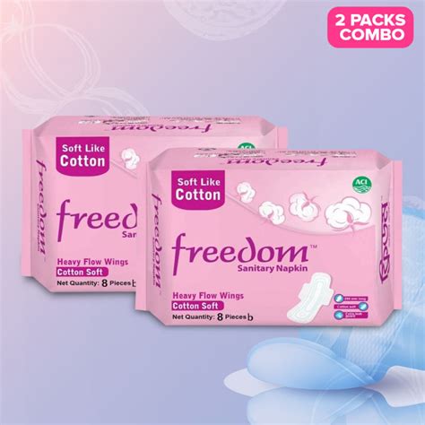 Freedom Sanitary Napkin Heavy Flow Cotton 8 Pads Combo Bd