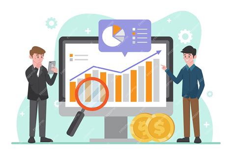 성장 차트를 분석하는 동료 무료 벡터