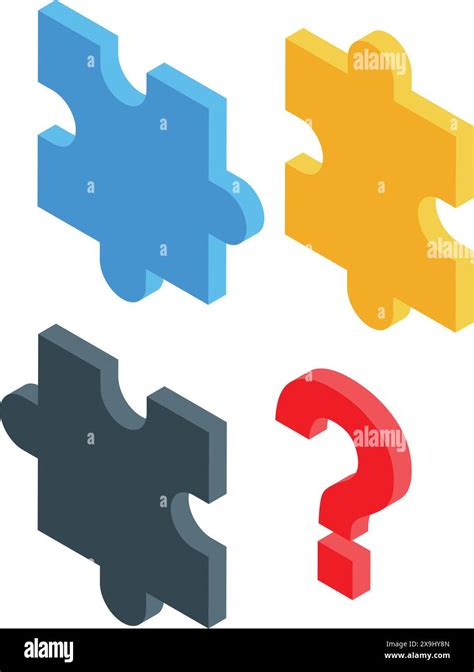 Isometric View Of 3d Puzzle Pieces With A Floating Red Question Mark Symbolizing Problemsolving
