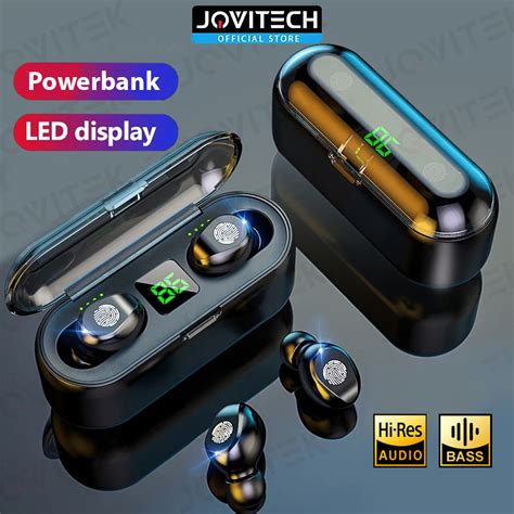 Jual Jovitech Headset Bluetooth F9 TWS Earphone Bluetooth 5 3 NIRKabel Powerbank 2000MAH Display