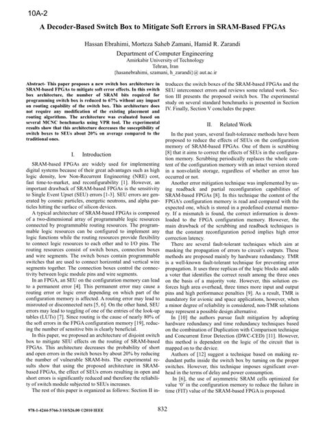 pdf a decoder based switch box to mitigate soft errors in sram based fpgas