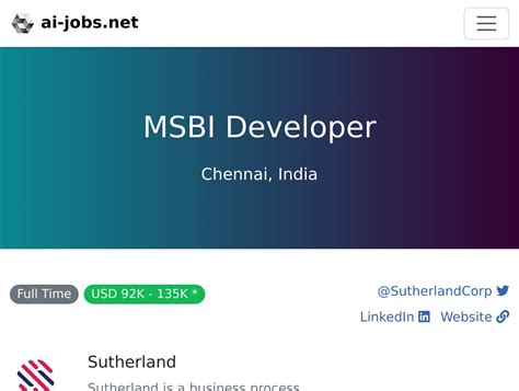 [hiring] Msbi Developer In Chennai India R Ai Ml Jobs