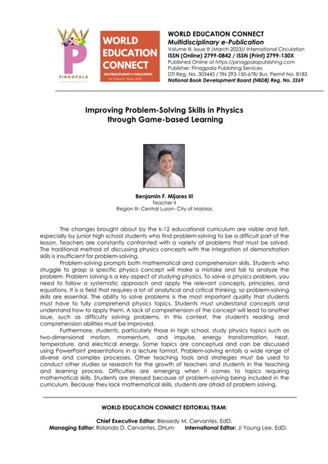 Pdf Improving Problem Solving Skills In Physics Through Game Based